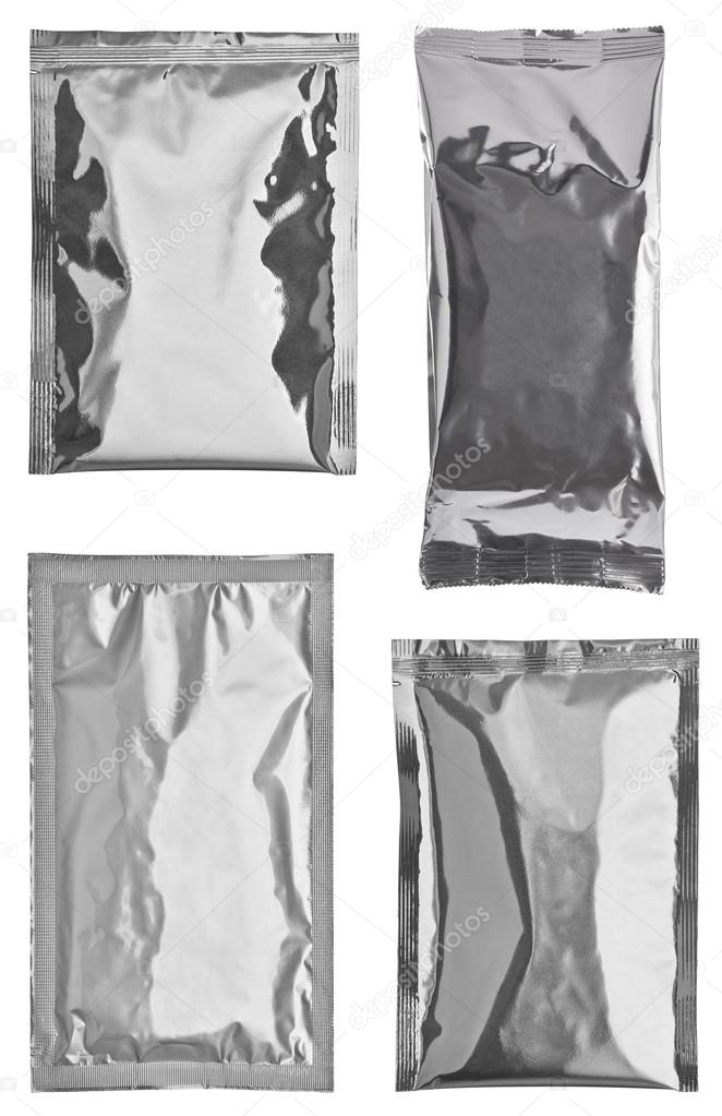 White silver aluminum paper bag package food template Stock Photo by ...