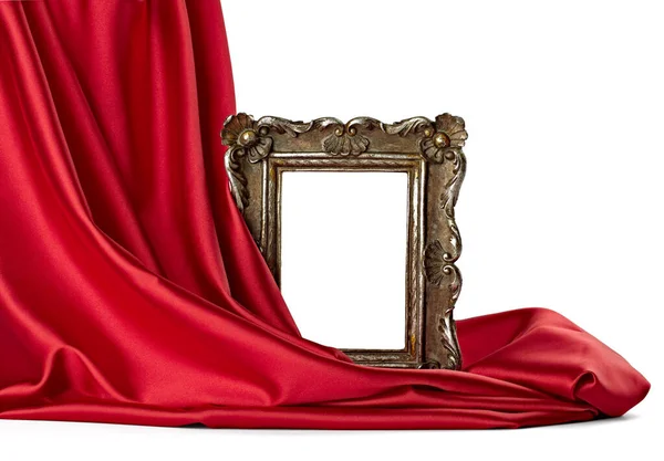 Silk satin fabric texture background wooden frame — Stock Photo ...