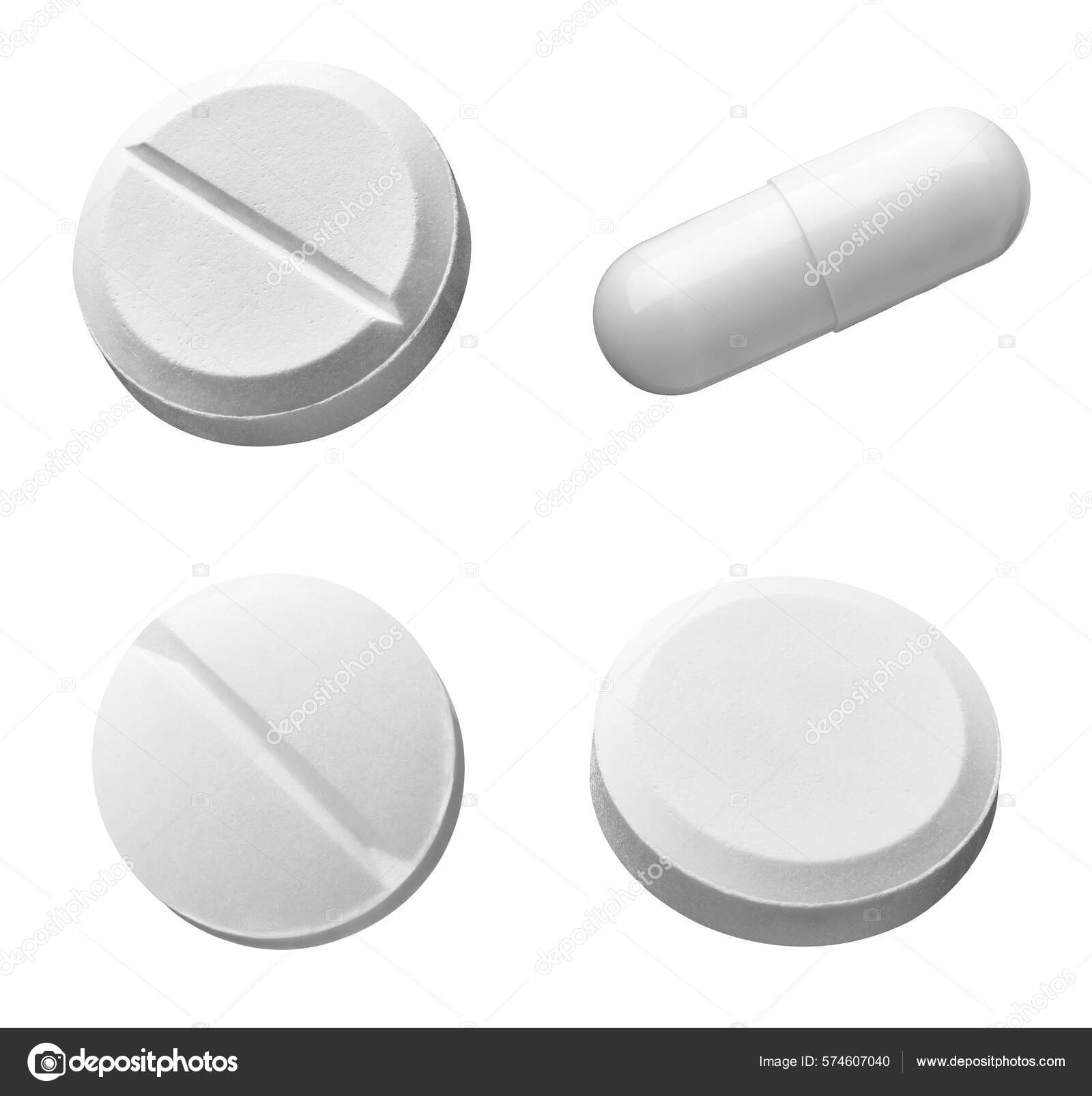 Collection Various White Pilsl White Background Stock Photo by ...