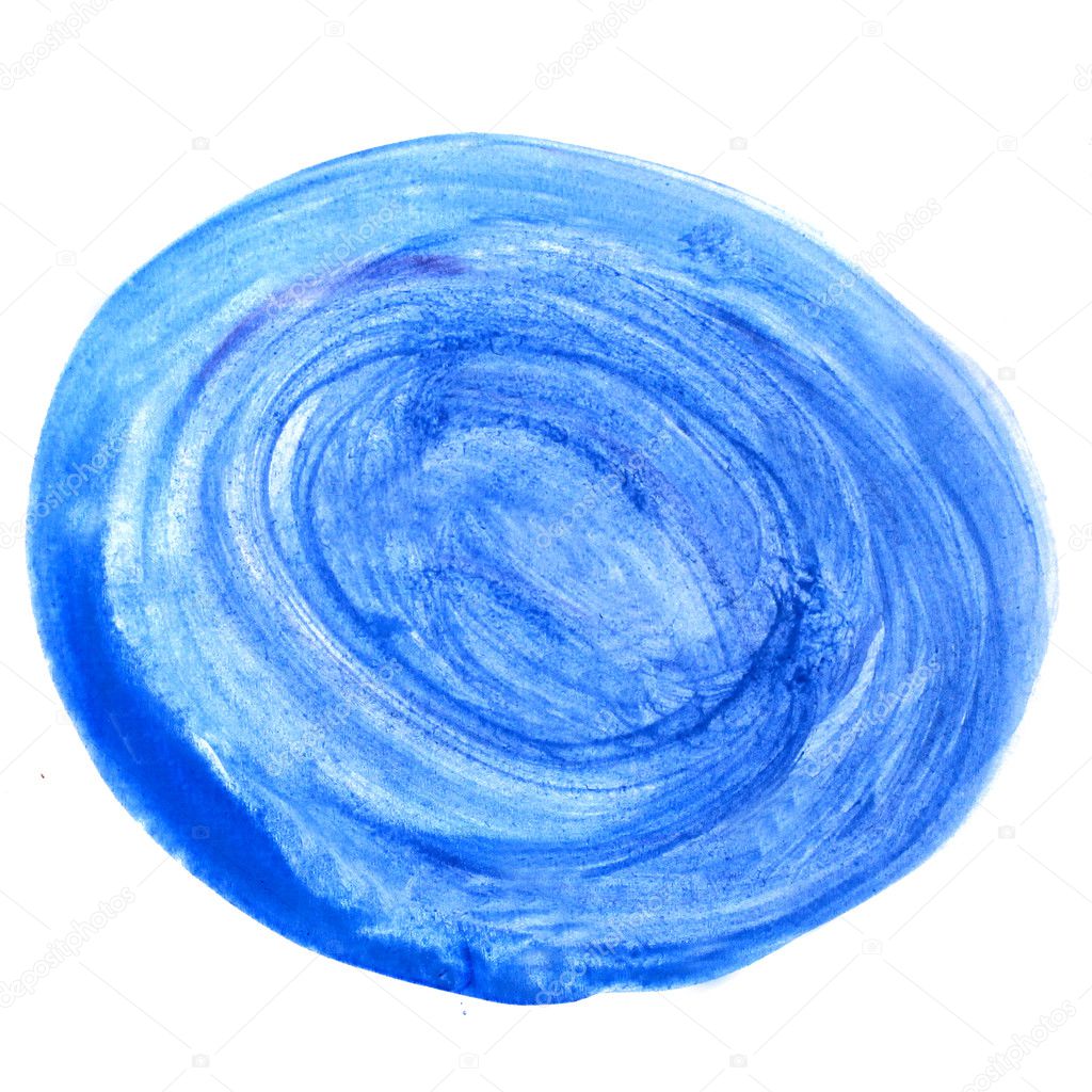 Blue circle watercolor paint brush watercolour color stroke back Stock ...