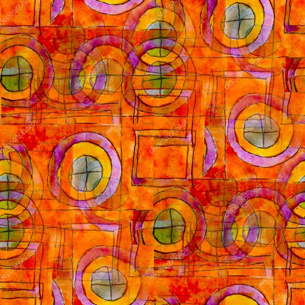 Orange seamless cubism abstract art Picasso texture watercolor w Stock ...