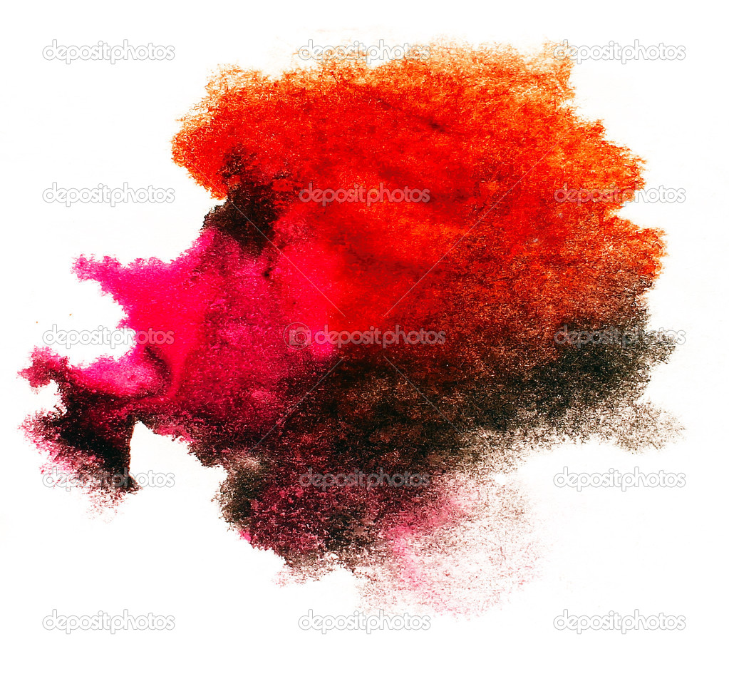 Watercolor red splash isolated spot handmade colored background Stock ...