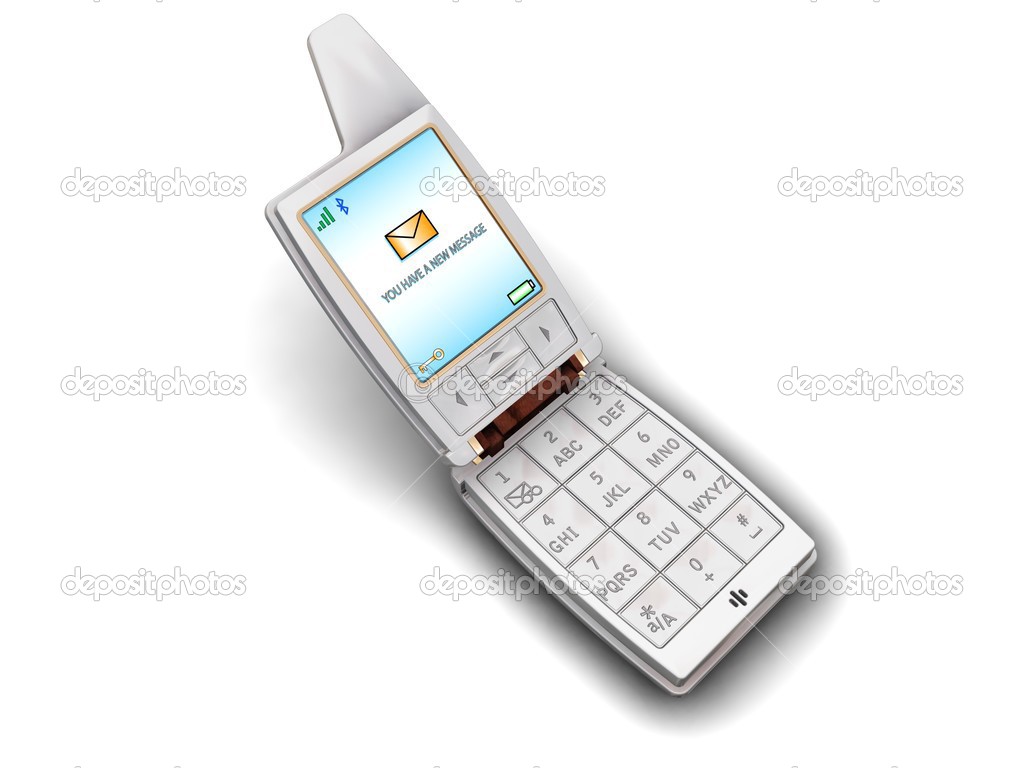 Mobile phone with the screen showing new text message — Stock Photo ...