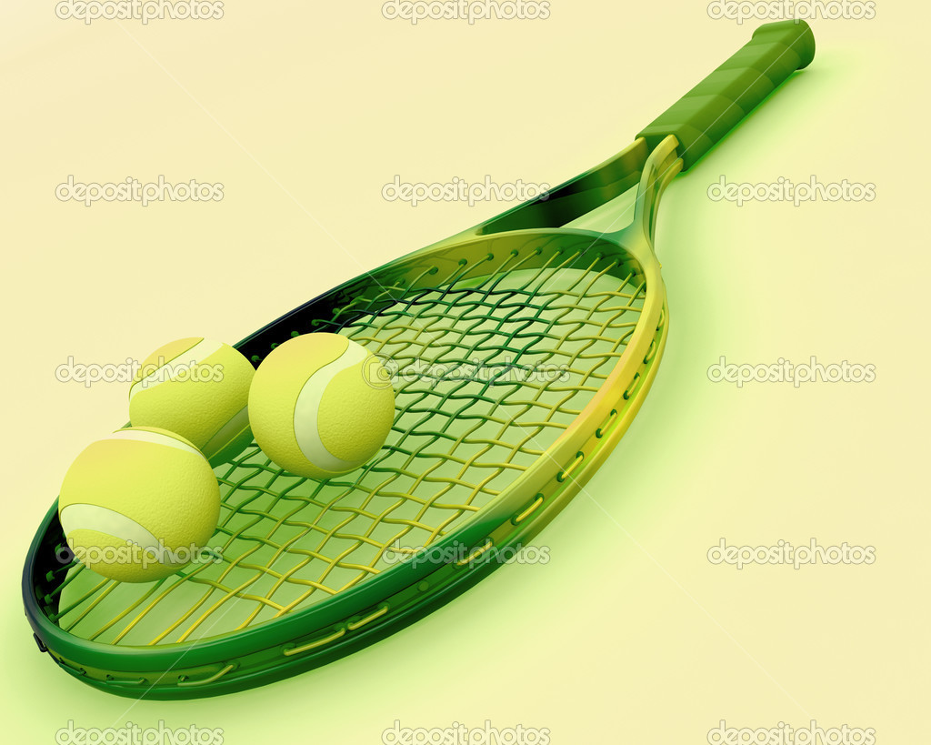 Tennis racket and balls Stock Photo by ©kjpargeter 36897097
