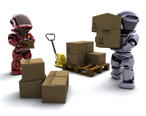 Robot moving shipping boxes Stock Photo by ©kjpargeter 5040714