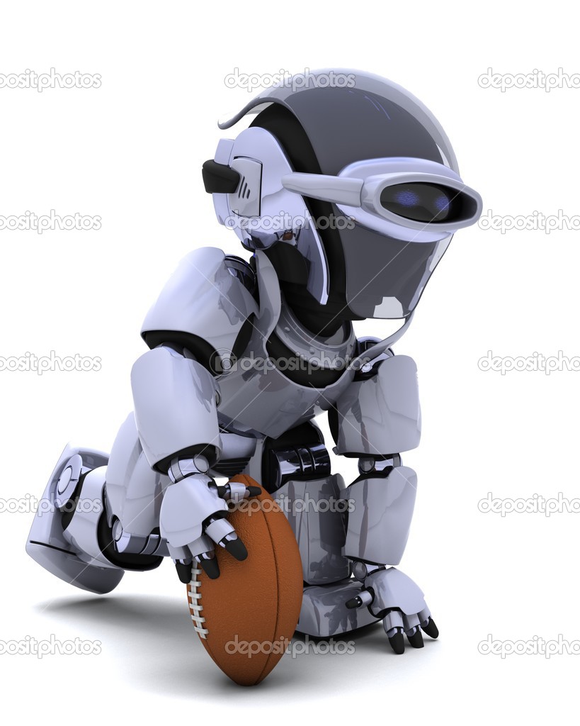 Robot playing american football — Stock Photo © kjpargeter #37740087