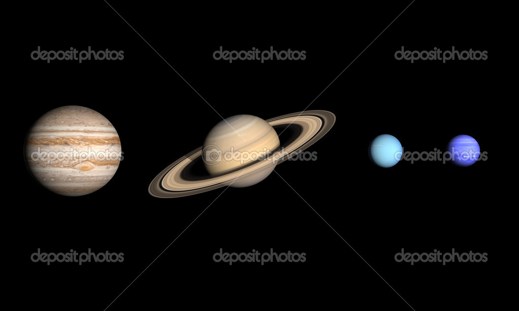 Planetas Júpiter Saturno Urano y Neptuno: fotografía de stock ...