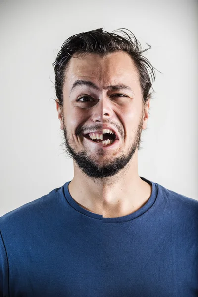 young stylish man double face expression - Stock Image - Everypixel