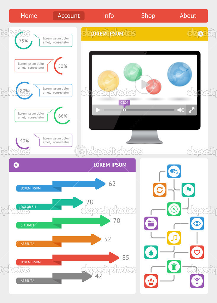 Ui, infographics and web elements including flat design Stock Vector ...