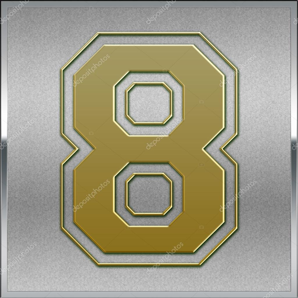 Gold on Silver Number 8 Position, Place Sign — Stock Photo © CD123 ...