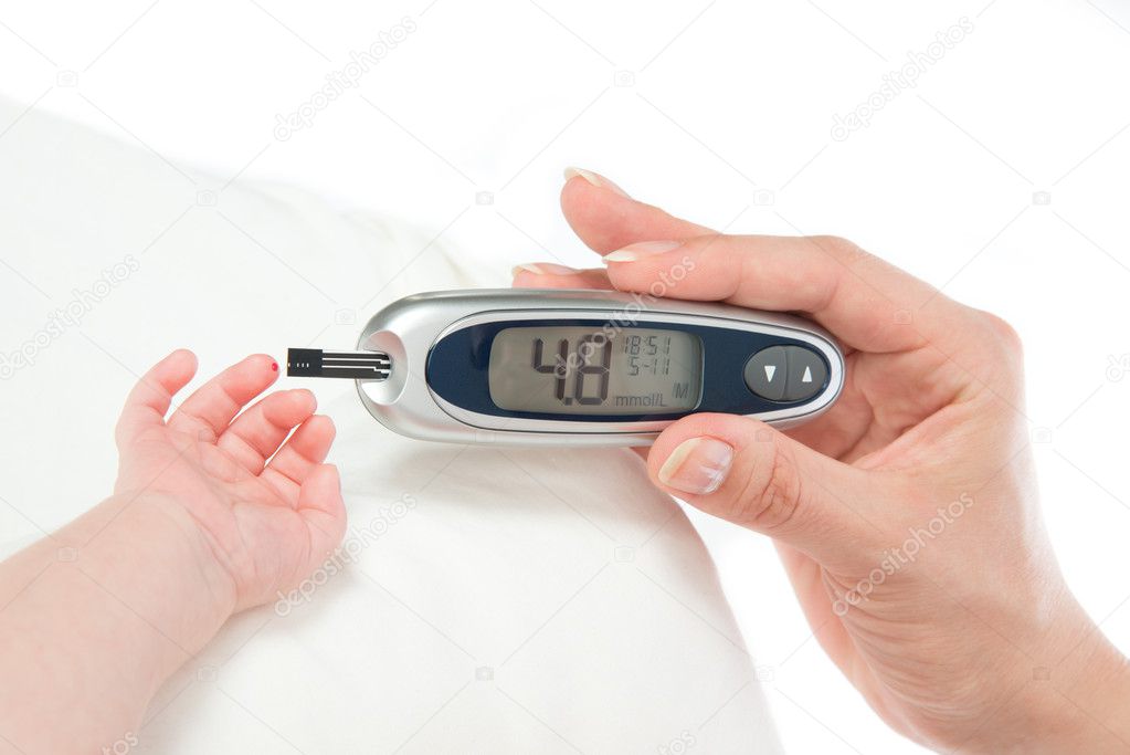 Measuring glucose level blood test child baby Stock Photo by ©dml5050 ...