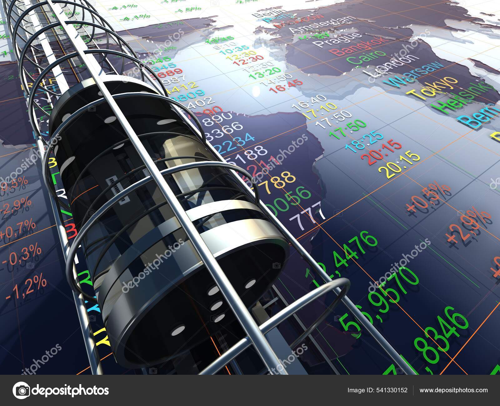 Tables Charts Currency Exchange Rates Elevator Rendering — Stock Photo ...