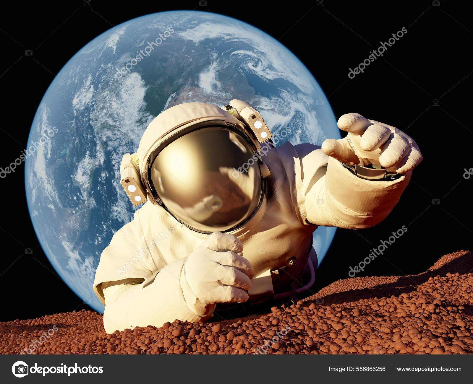 Astronaut Background Planet Elemen Image Furnished Nasa Render — Stock ...