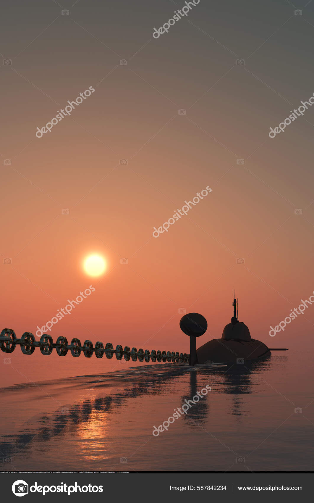 Submarino Una Cadena Render: fotografía de stock © Iurii #587842234 ...