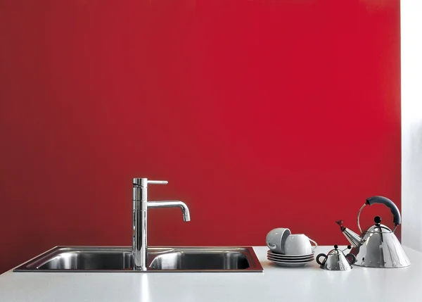Detail of steel tap in a modern kitchen - Stock Image - Everypixel