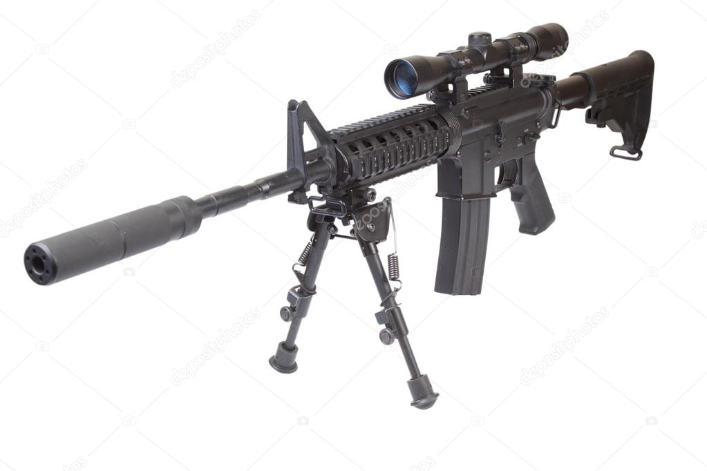 Rifle M4 with bipod Stock Photo by ©zim90 35515971