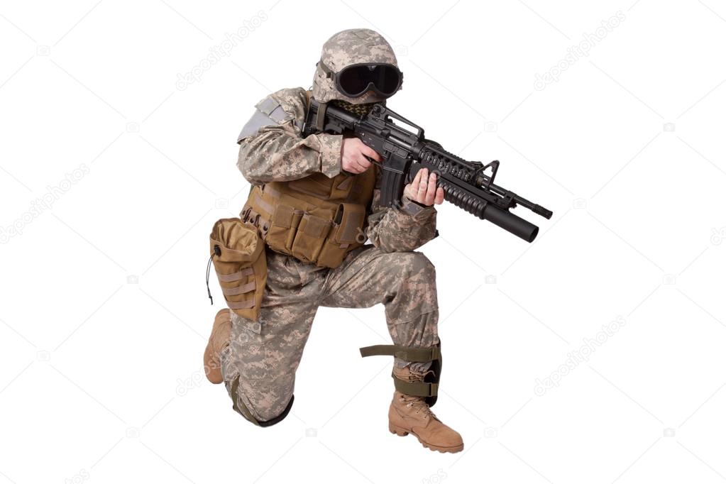 US ARMY soldier with m4 rifle — Stock Photo © zim90 #45019211