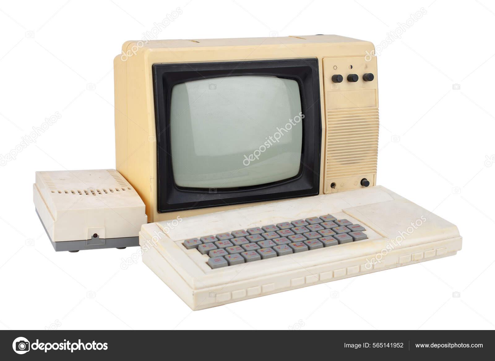Old Bit Computer Monitor Set Isolated White — Stock Photo © zim90 ...