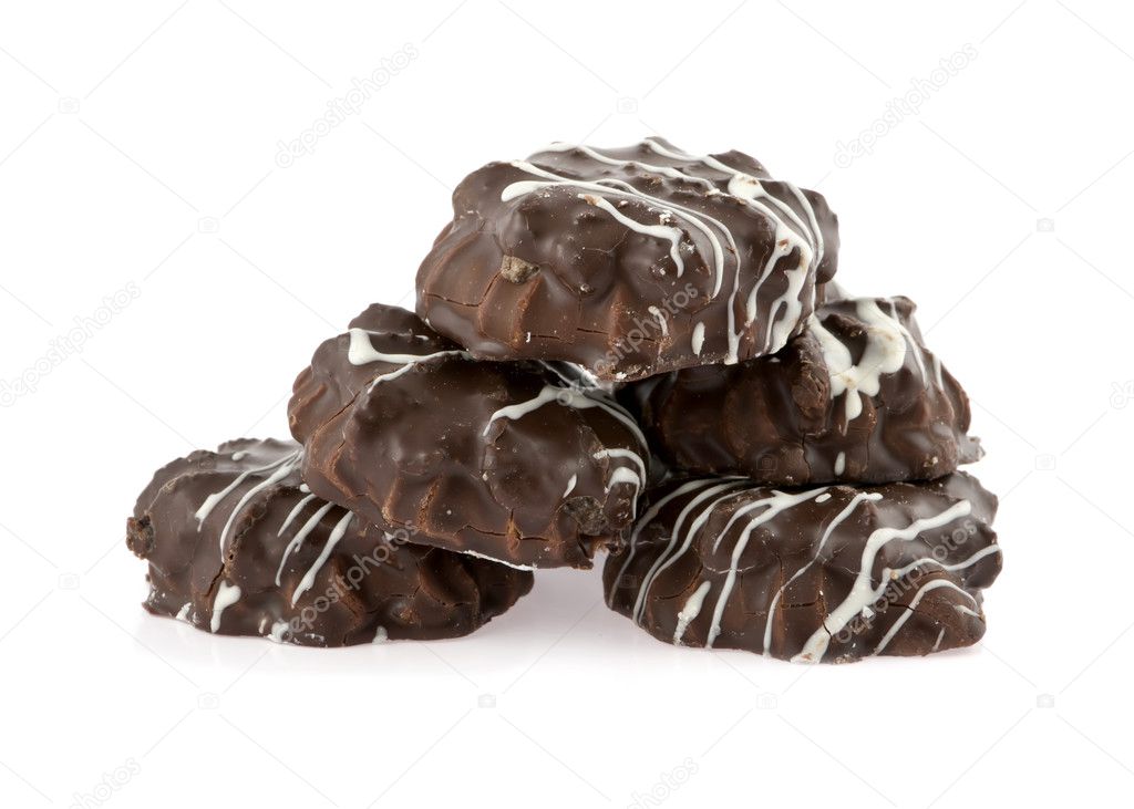 Round chocolate thin biscuits — Stock Photo © Tanchic #33639679