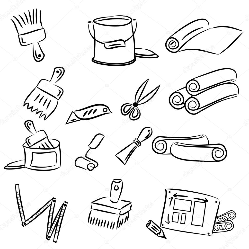 Cartoon drawings of DIY tools — Stock Vector © gcpics #13864675