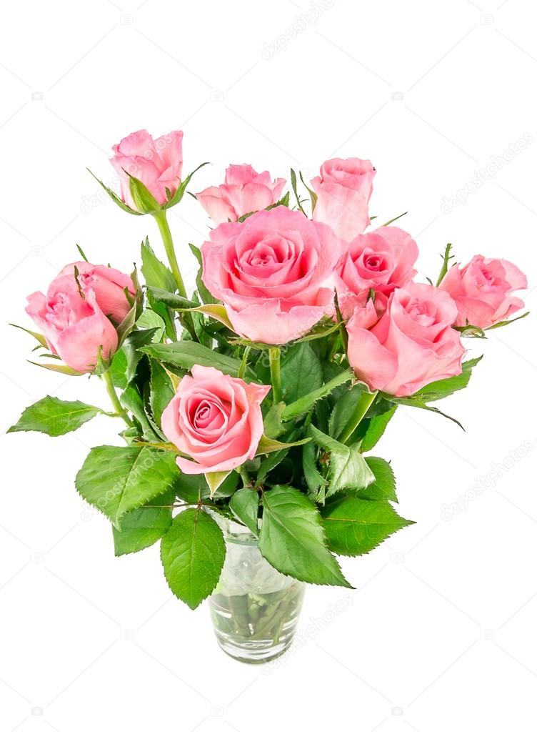 Un mazzo di rose rosa in un vaso di vetro - Foto Stock: Foto, Immagini ...