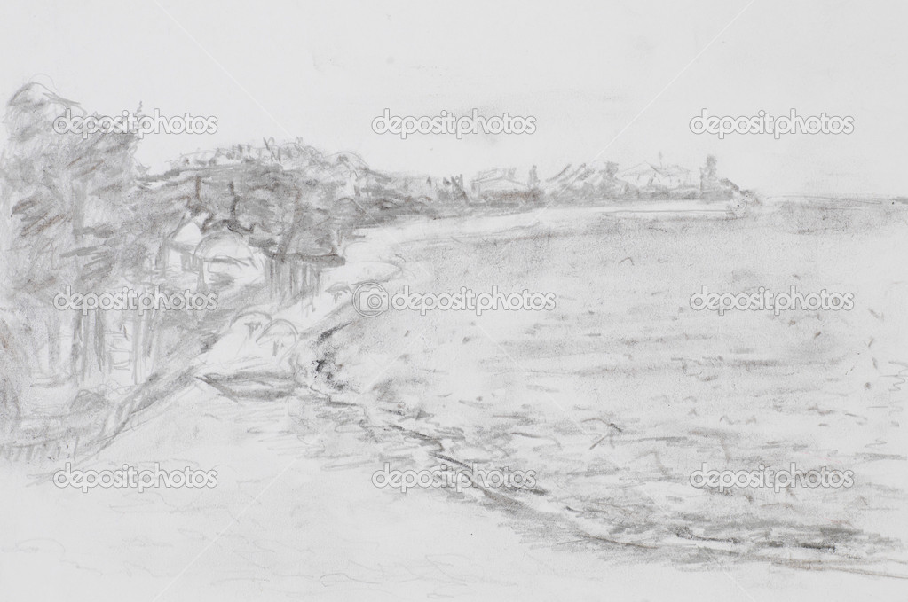 Sketch of seaside landscape — Stock Photo © shotsstudio #33571801