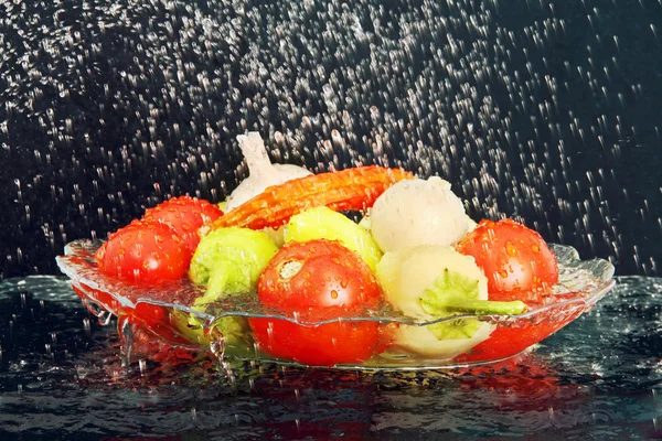 vegetables in water flow. - Stock Image - Everypixel
