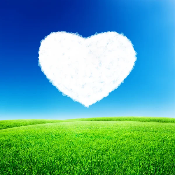 Blue sky with hearts shape clouds. Beauty natural background Stock ...