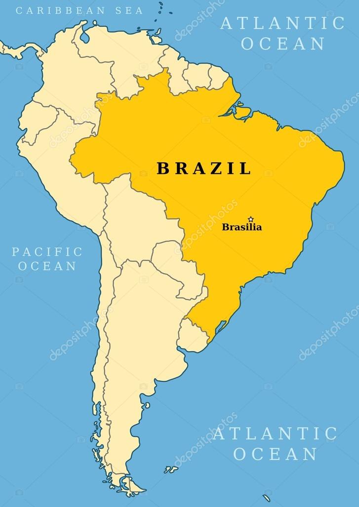 mapa de localización de Brasil — Archivo Imágenes Vectoriales ...