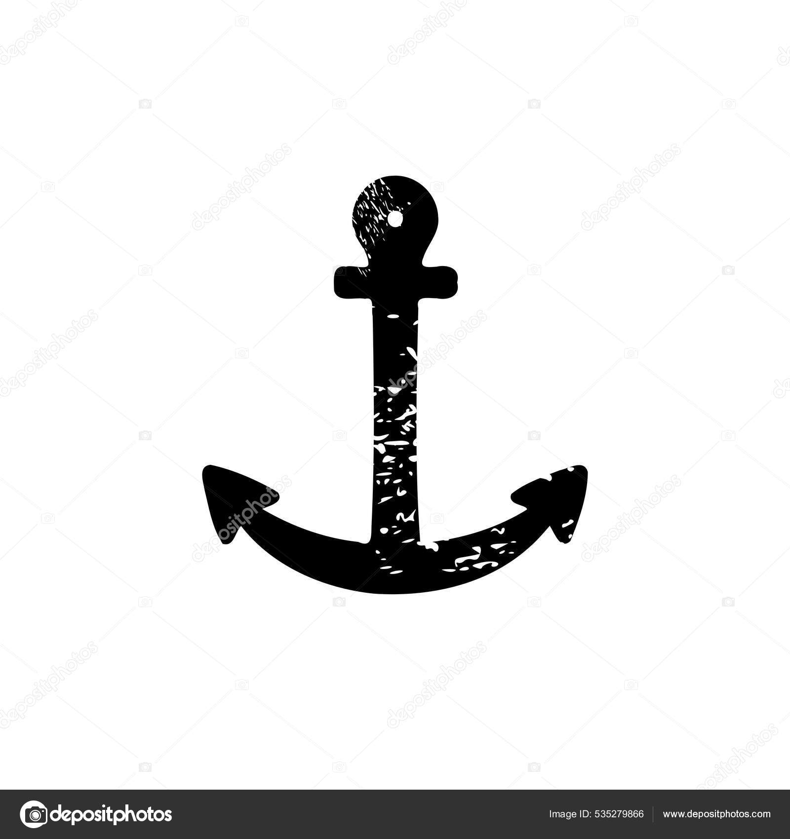 Símbolo Vector Ancla Grunge Simple Emblema Del Ancla Industria Marítima ...