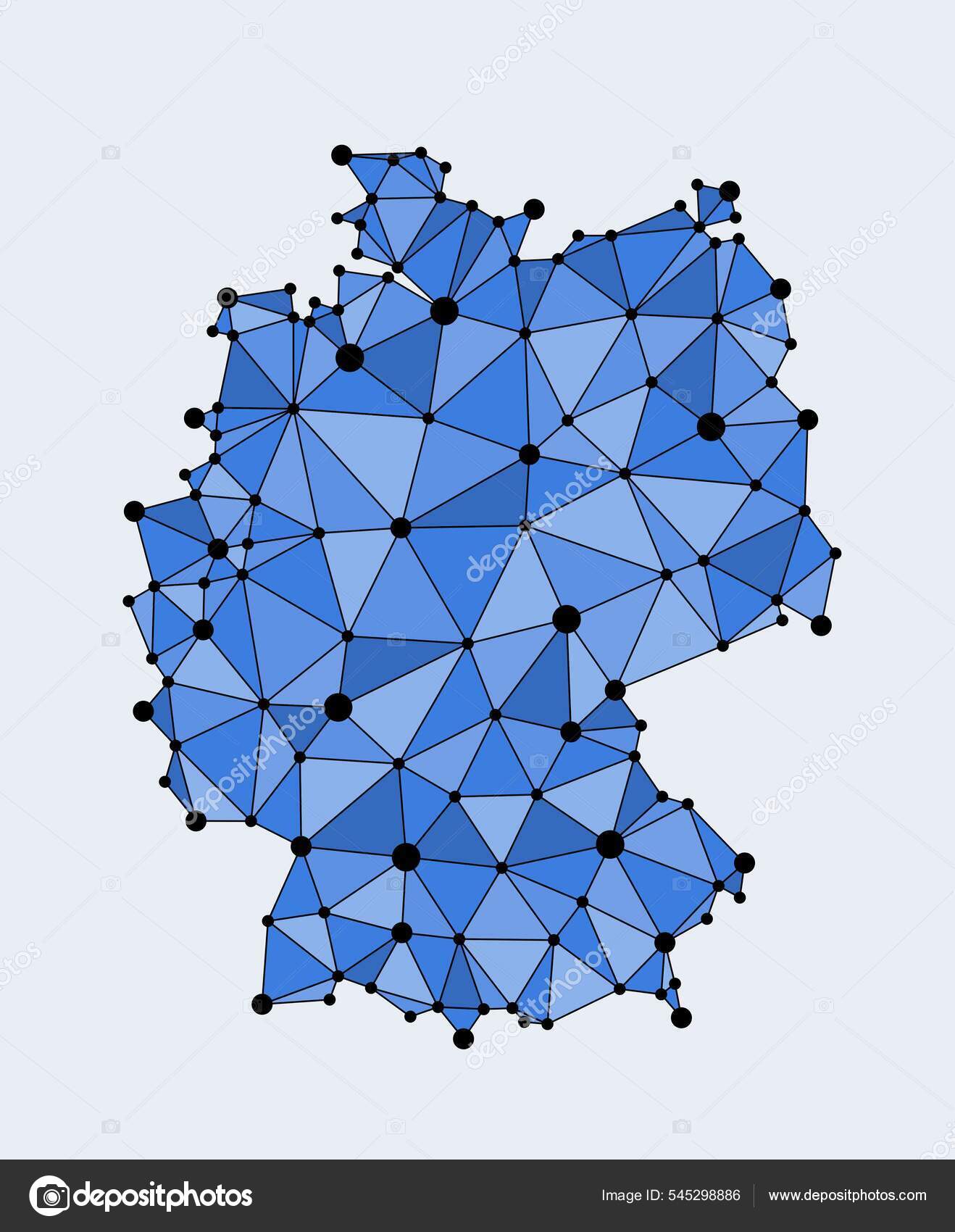 Alemania Polygon Mapa Bajo Poli Azul Moderno Estilo Mapa Vectorial ...