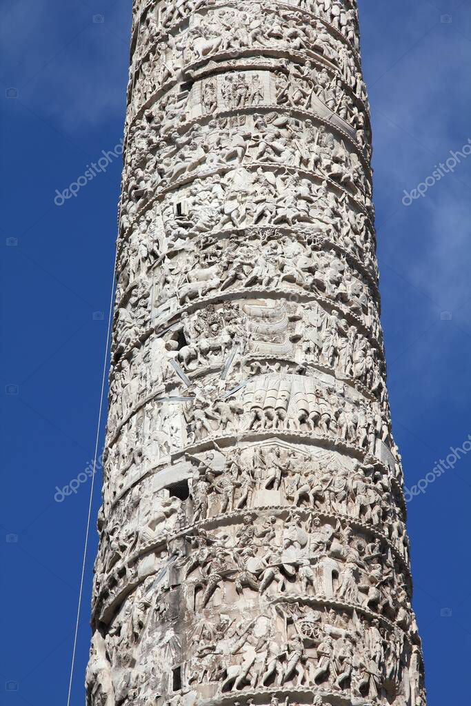 Ciudad de Roma, Italia. Columna de Marco Aurelio. Antigua columna de ...