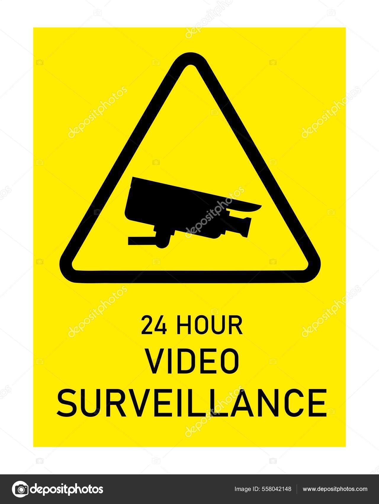 Security Camera Warning Sign Vector Sticker Design Hour Video ...