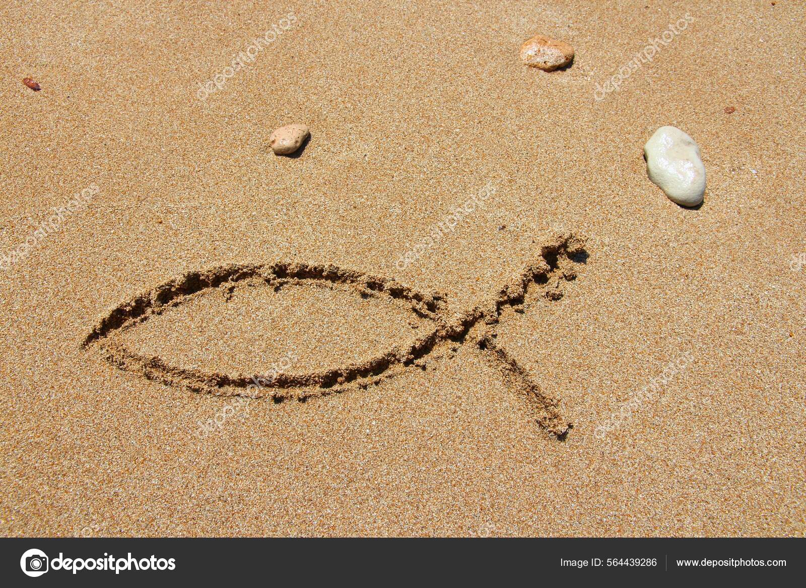 Christian Fish Symbol In Sand