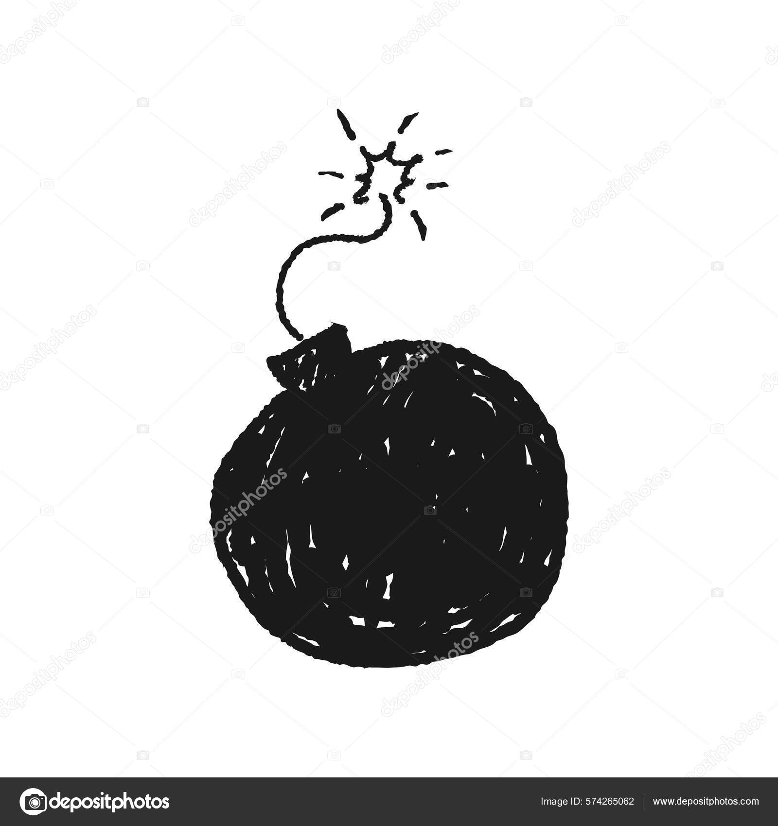 Esbozo Simple Bomba Bomba Ilustración Vectorial Con Fusible Garabato ...