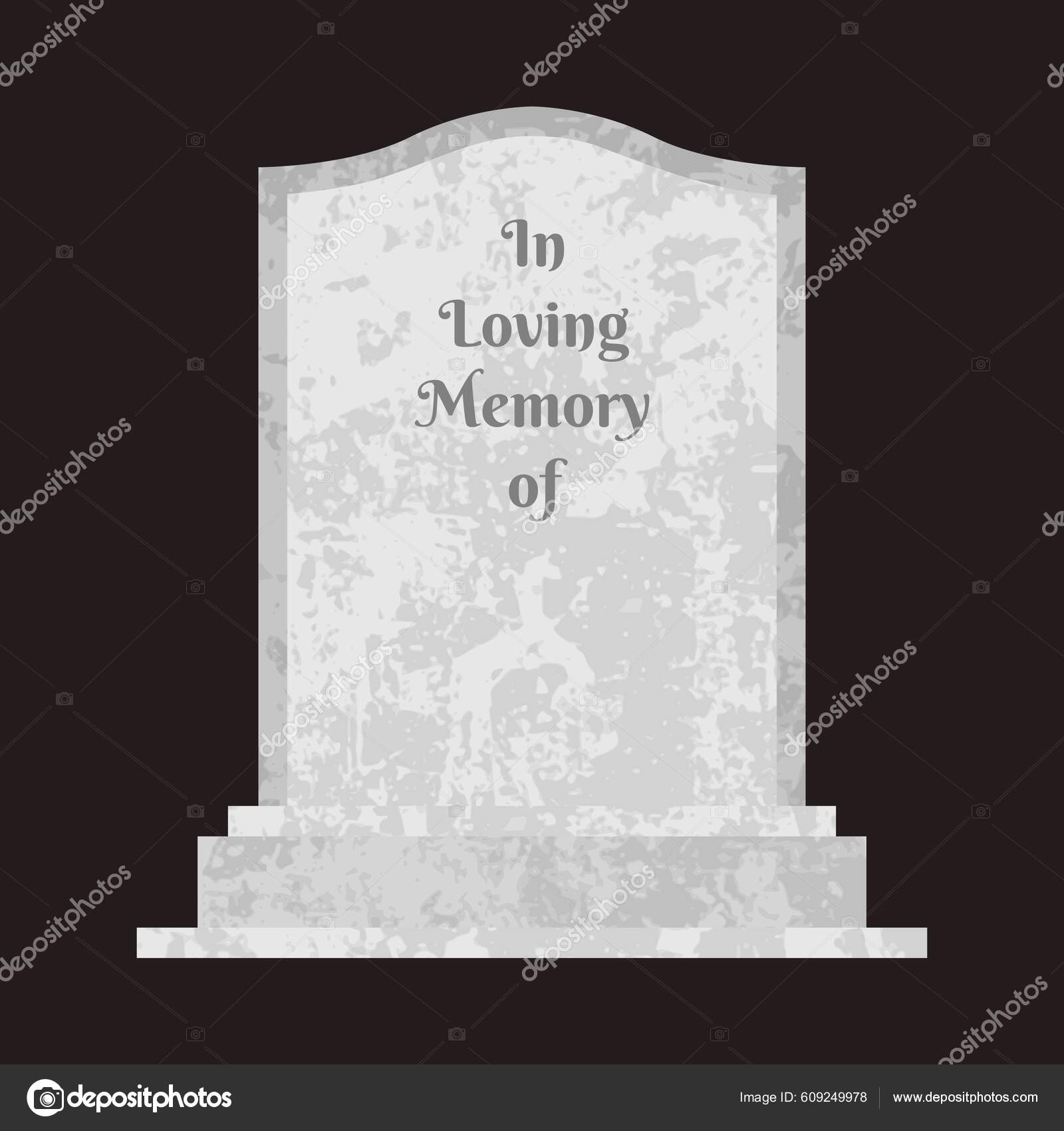 Loving Memory Headstone Cemetery Blank Grave Stone Vector Illustration ...