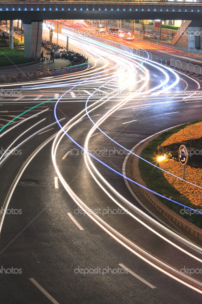 Urban ring road light trails night in Shanghai Stock Photo by ©Alan ...