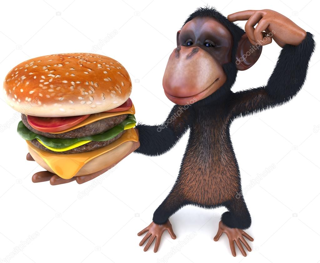 Monkey and hamburger Stock Photo by ©julos 13090438