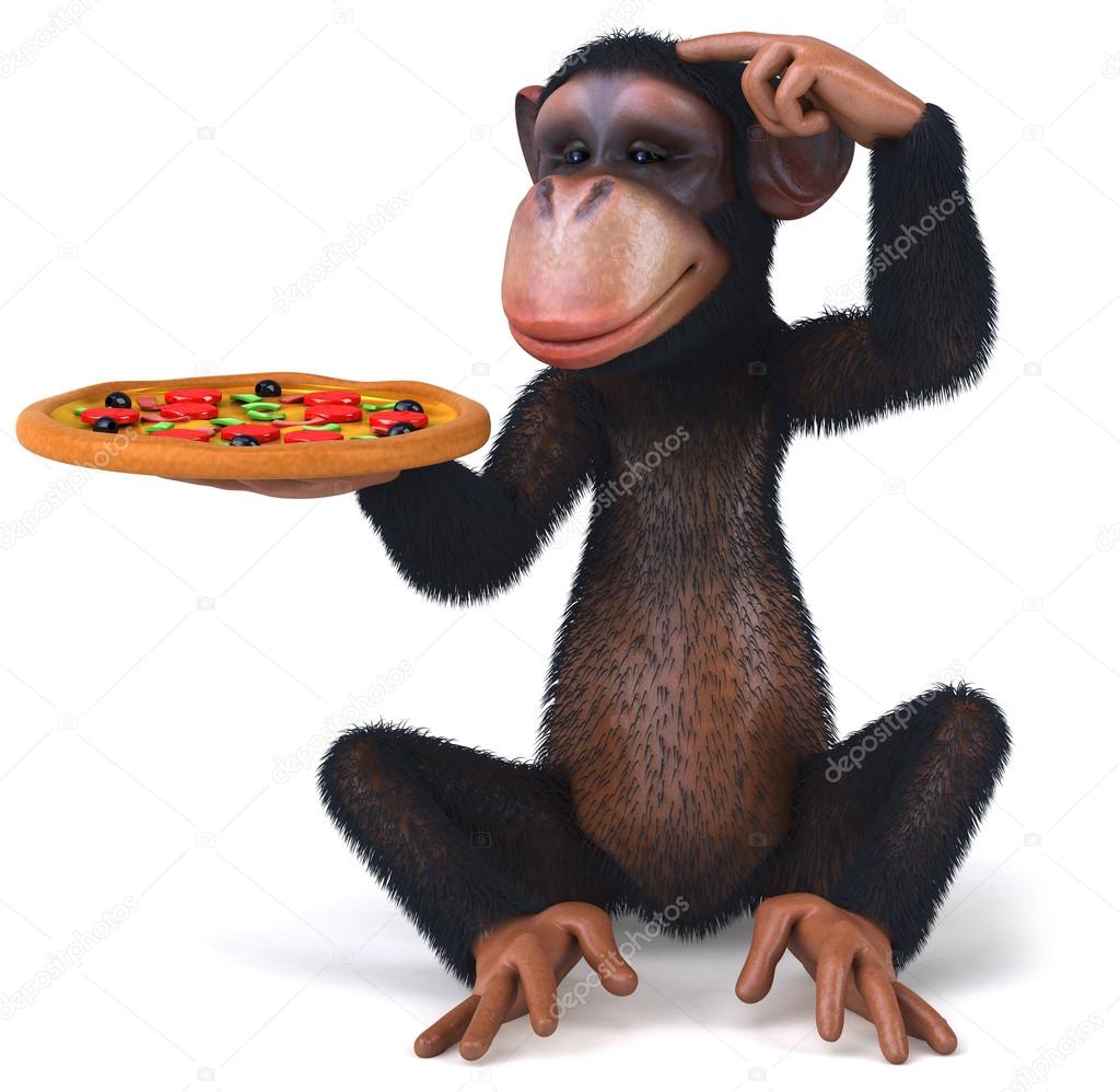 Monkey and pizza Stock Photo by ©julos 24714461