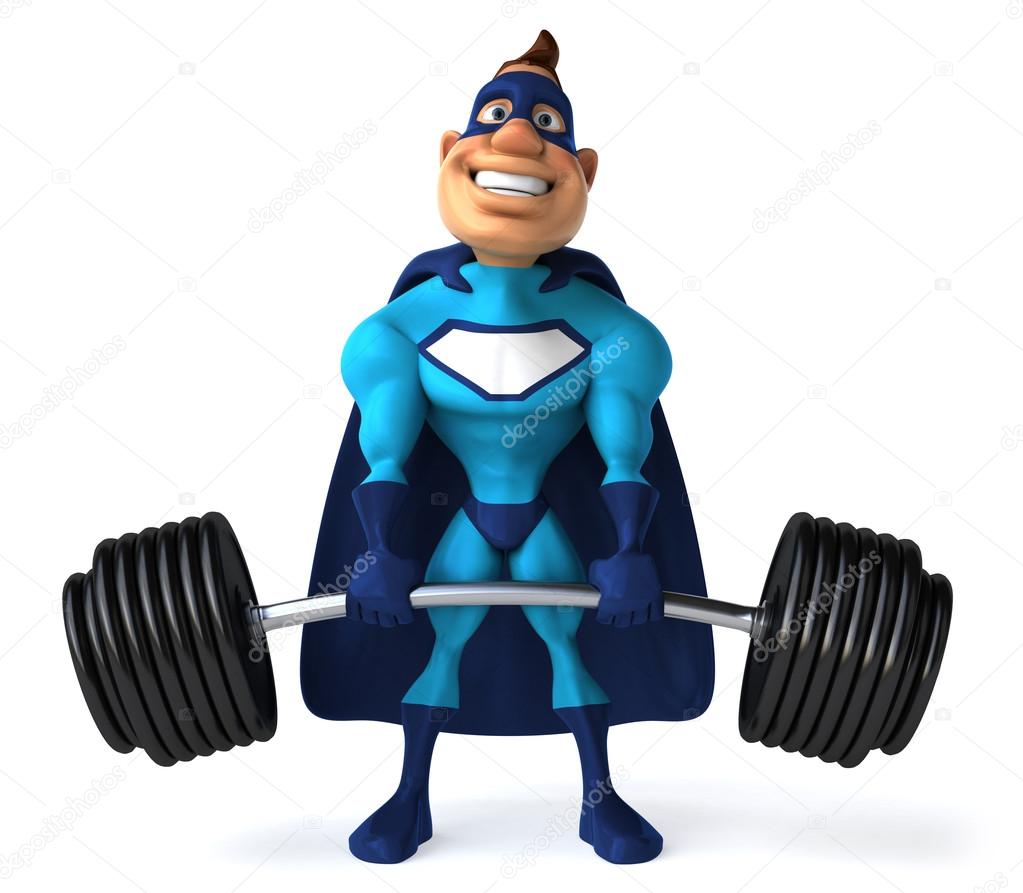 Super hero lifting weights Stock Photo by ...