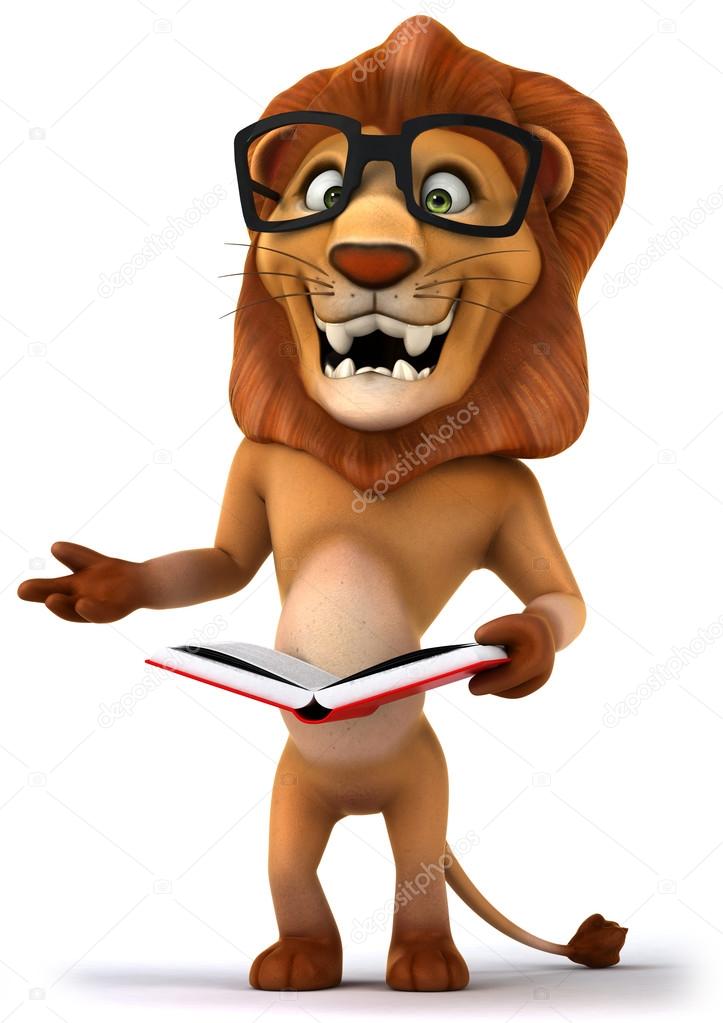 Lion Reading A Book Clipart