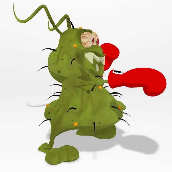 Green cartoon germ character — Stock Photo © shawn_hempel #48089915
