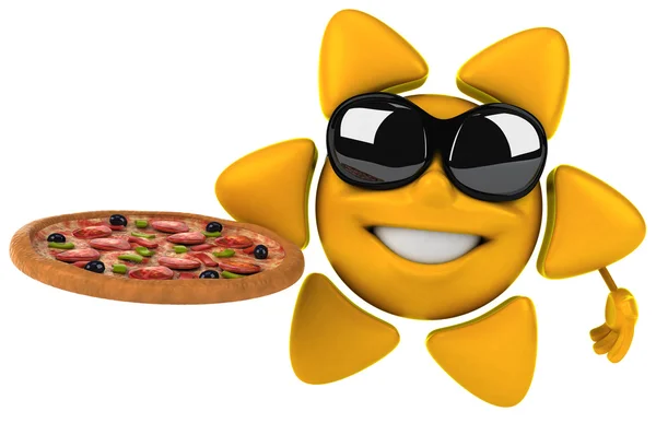 Sun Eating Pizza Clipart