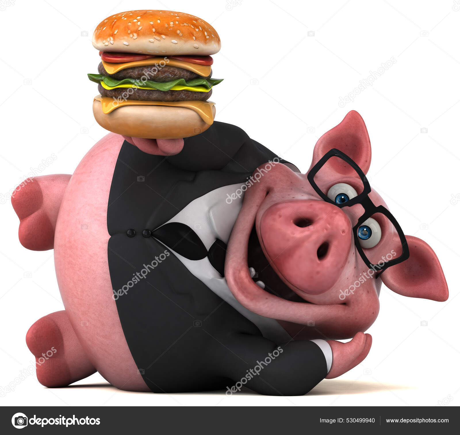 Fun Pig Burger Illustration — Stock Photo © julos #530499940