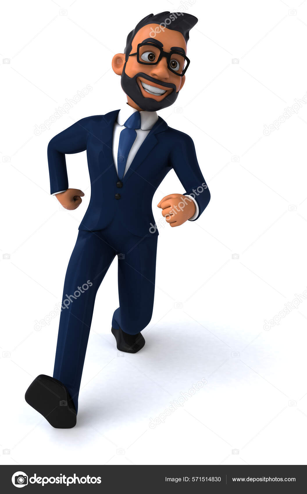 Fun Cartoon Illustration Indian Businessman Running Stock Illustration ...