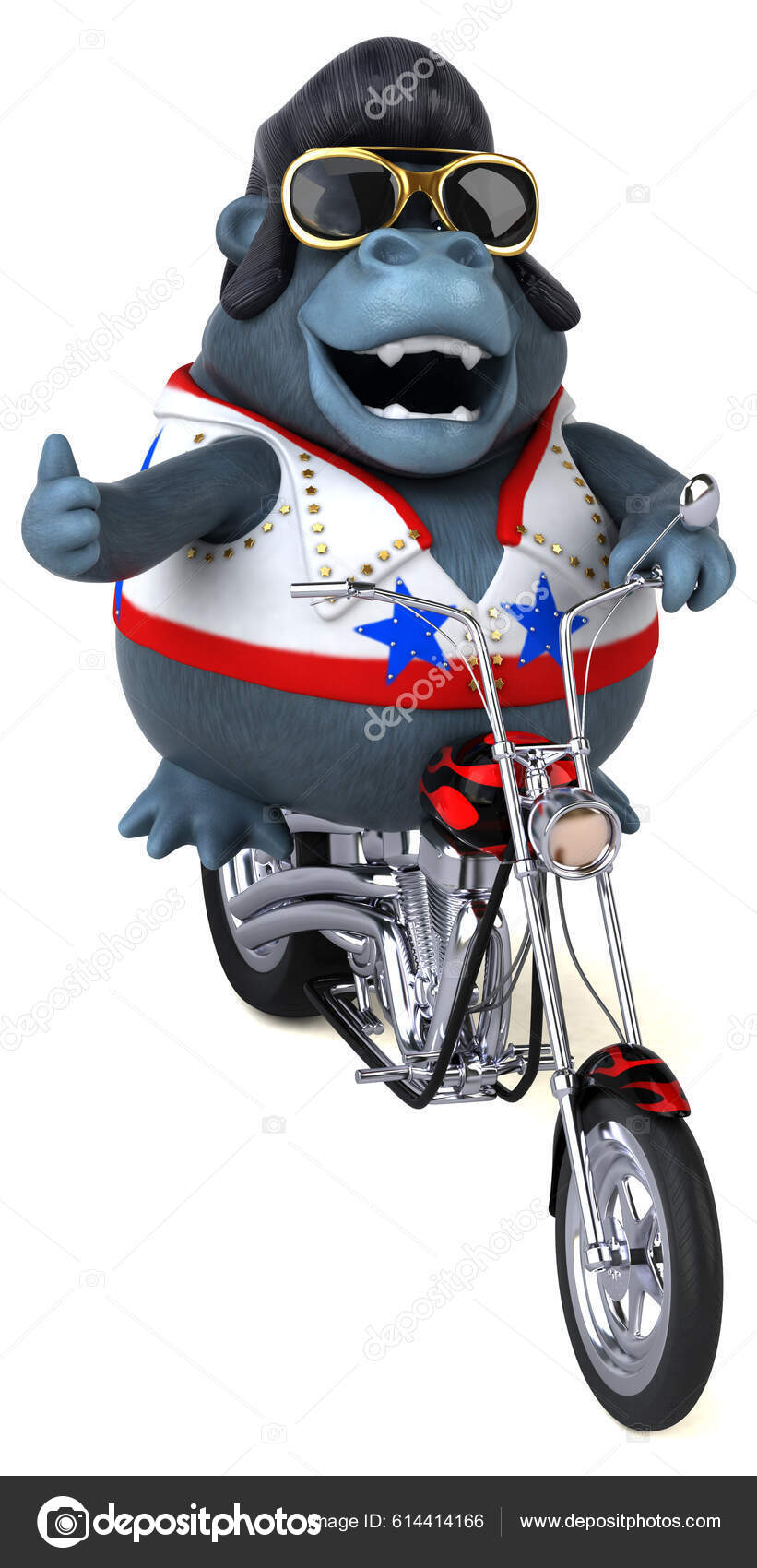 Fun Cartoon Illustration Rocker Gorilla Motorbike Stock Photo by ©julos ...
