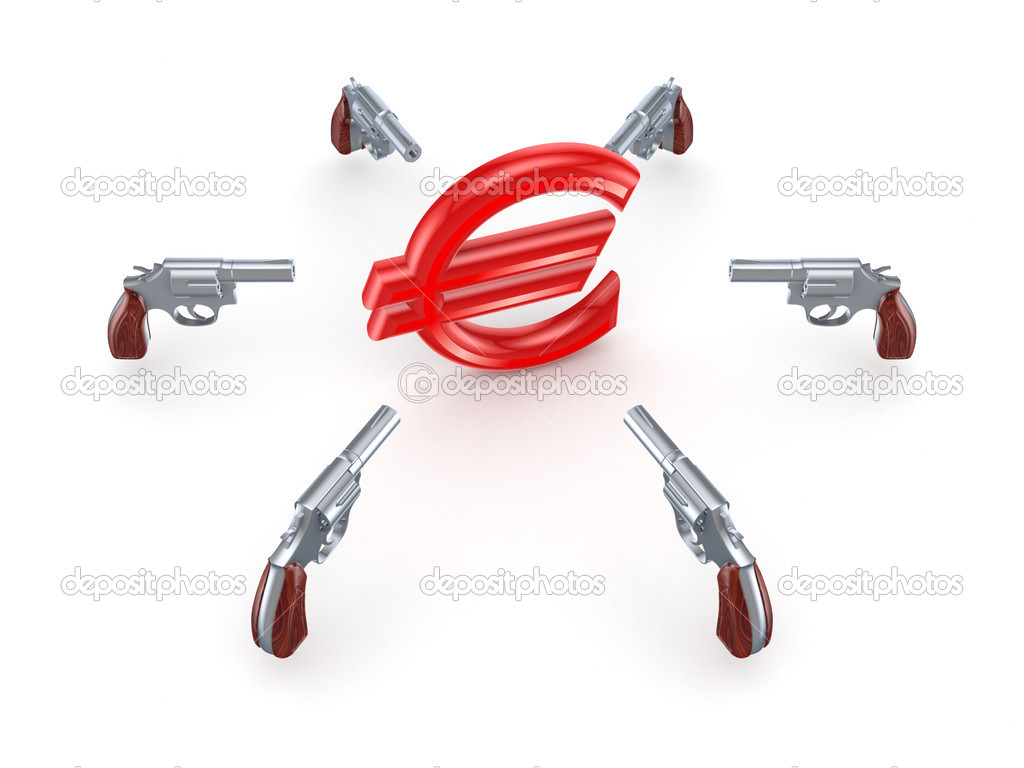 Revolvers around euro signs. Stock Photo by ©rukanoga 13554993