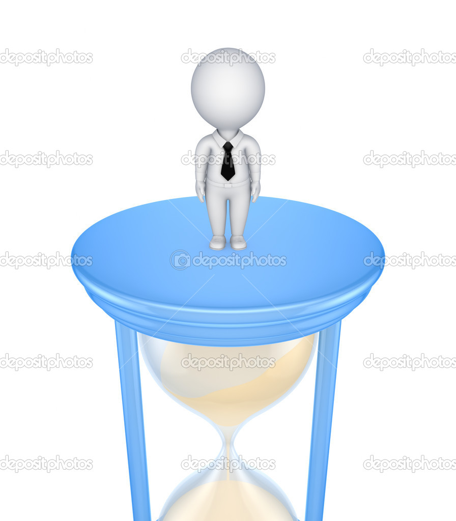 3d small person standing on a sand glass. Stock Photo by ©rukanoga 13555408