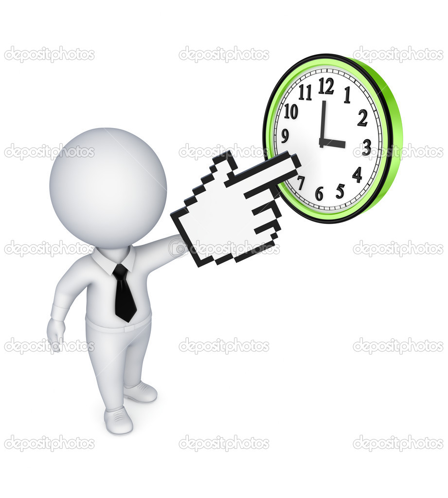 Small person pointing to clock. — Stock Photo © rukanoga #19407217