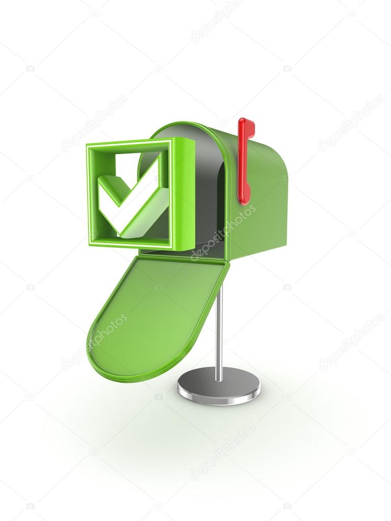 Green tick mark and mailbox. Stock Photo by ©rukanoga 25308451